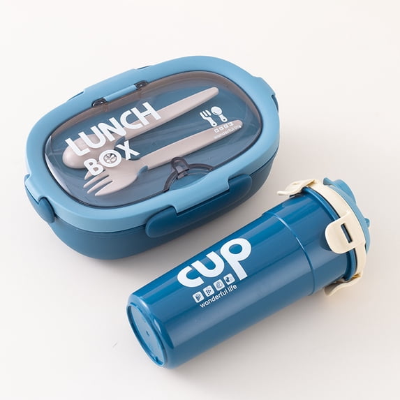 850ml Bento Lunch Box with Water Bottle Spoon Portable Compartment Food ...