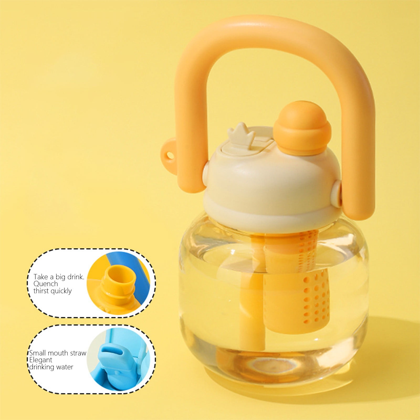 850ml Frosted Plastic Kids Water Bottle | Large Capacity Straw Cup with ...