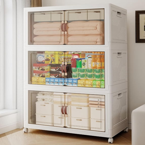 852QT Extra Large Stackable Storage Bins with Lids & Wheels & Door ...