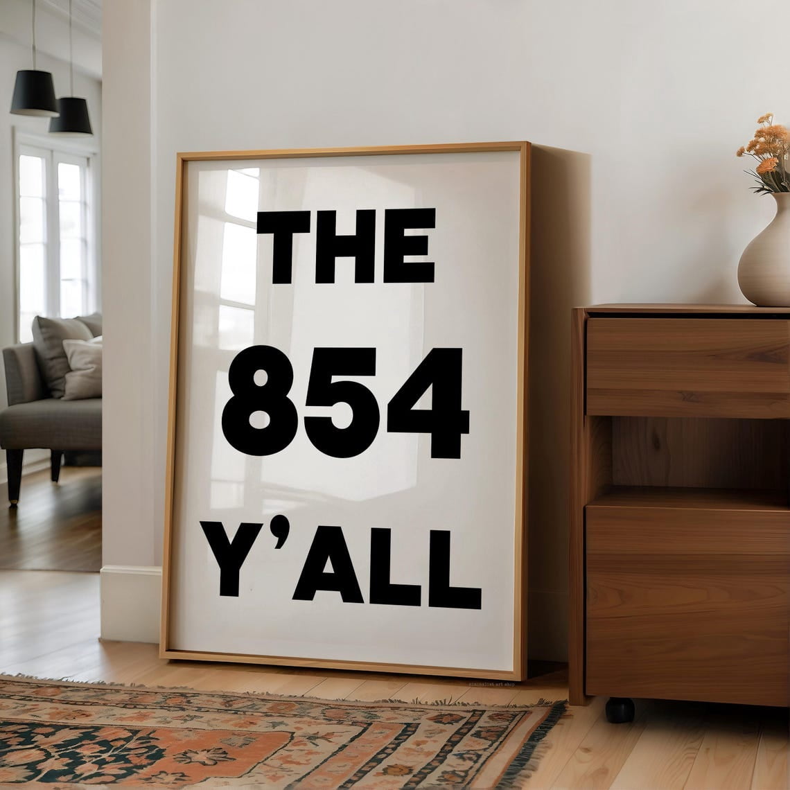 854 Yall Minimalist Typography South Carolina Area Code Charleston Low ...