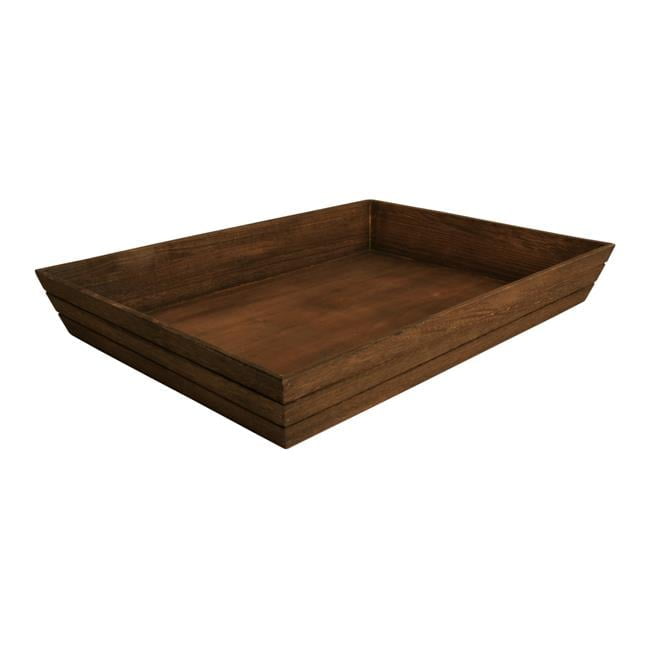 8550-LG 22 in. Dark Stained Wood Grooved Serving Tray - Walmart.com