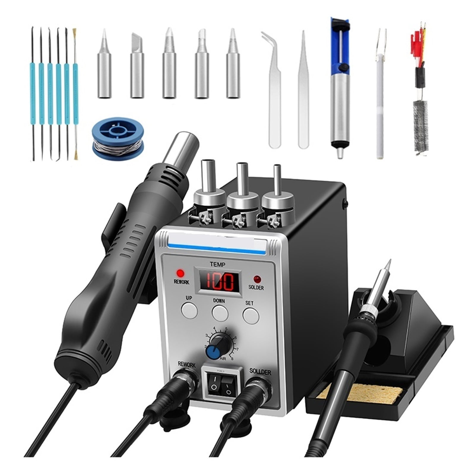 8586 Soldering Station Portable Digital Hot Air Gun BGA Rework Solder ...