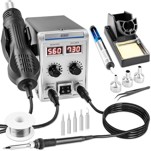 8586D 2 In 1 Soldering Station, SMD Hot Air Rework Station LED Dual ...