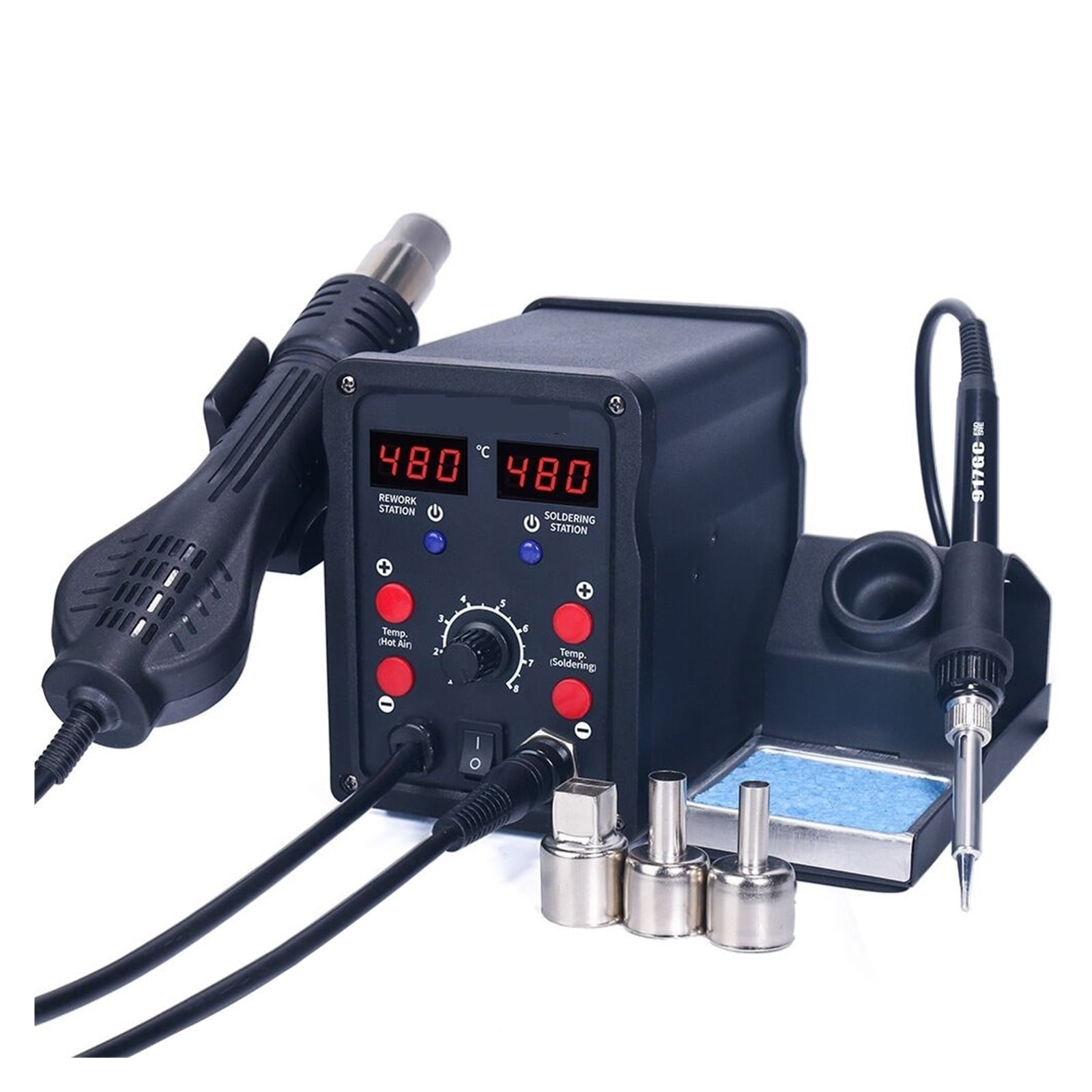 8586D Soldering Station 2 IN 1 Hot Air Gun Solder Station With 2 ...