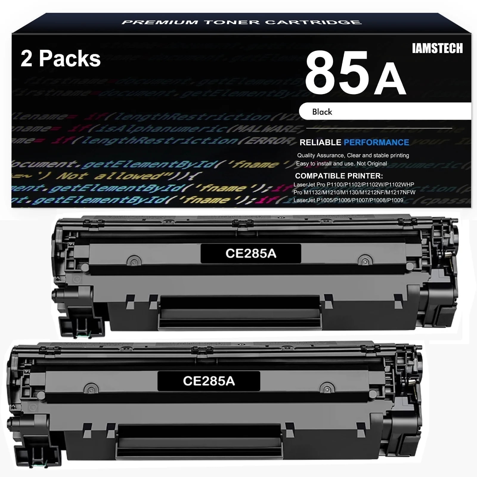 HP 85A CE285A Black Toner Cartridge, 2-Pack, Compatible for Laserjet ...