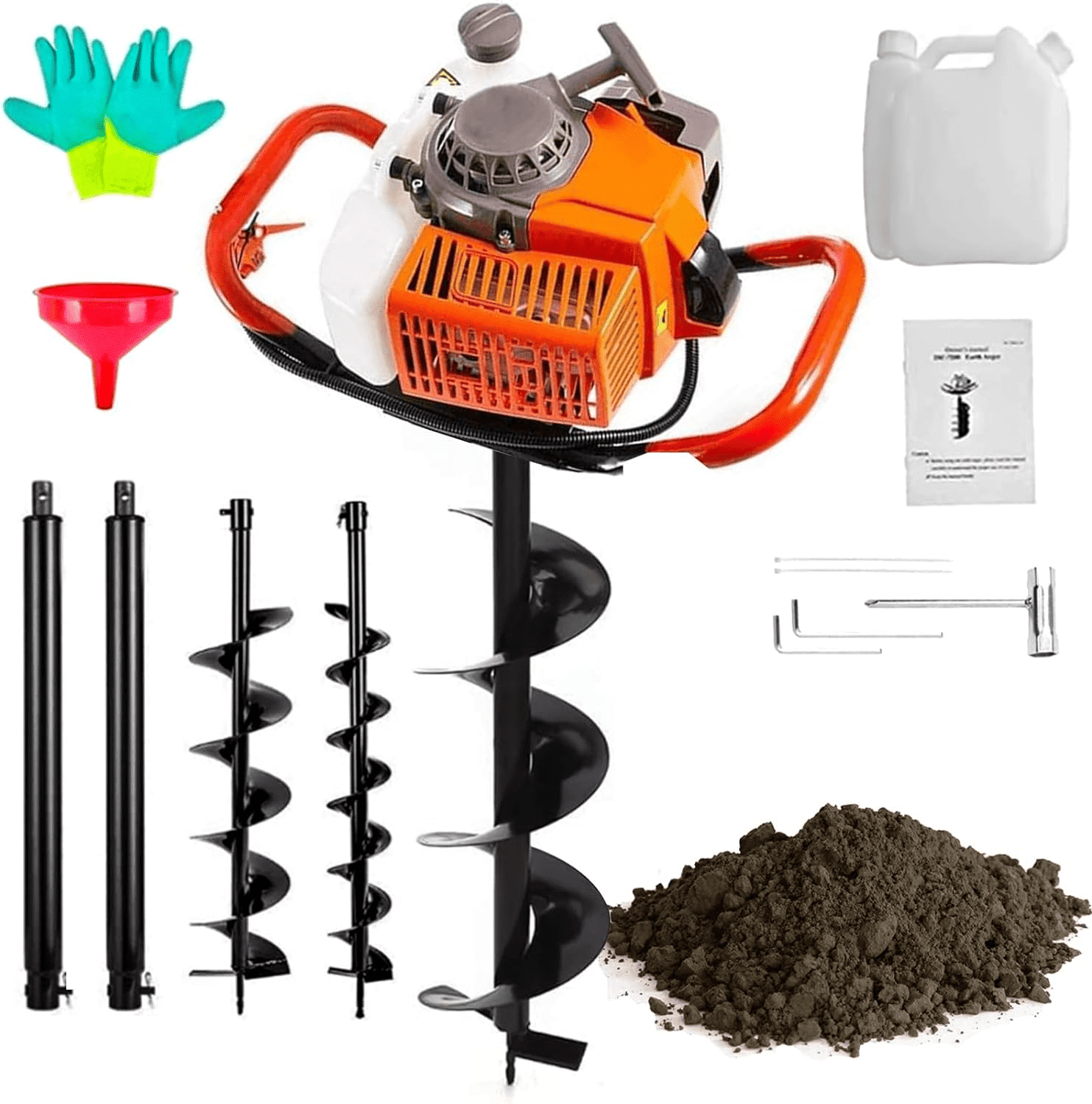 "85CC 3KW Gas Powered Post Hole Digger, Yard Tool with 4"", 8"", 12 ...