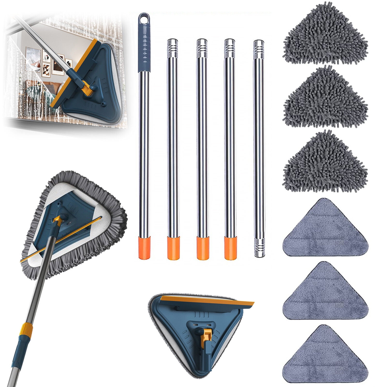85Inch Wall Mop with Long Handle 360 Rotatable Adjustable Cleaning Mop ...