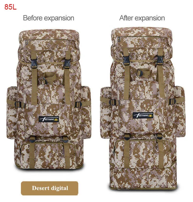 85L Large Capacity Backpack Nylon Waterproof Military Camouflage Molle ...