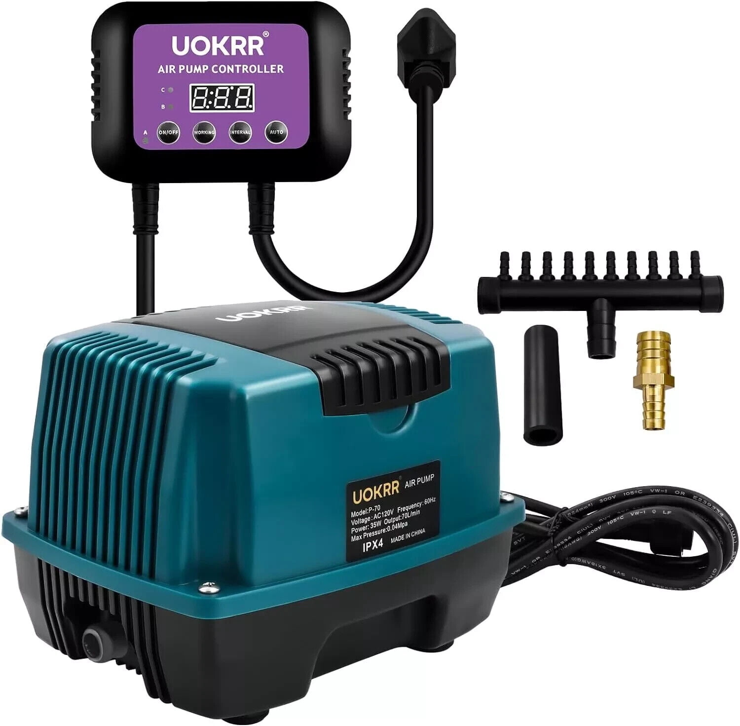 85L Powerful Linear Air Pump, Septic Aerator Pump w/Timer Pond Air Pump ...