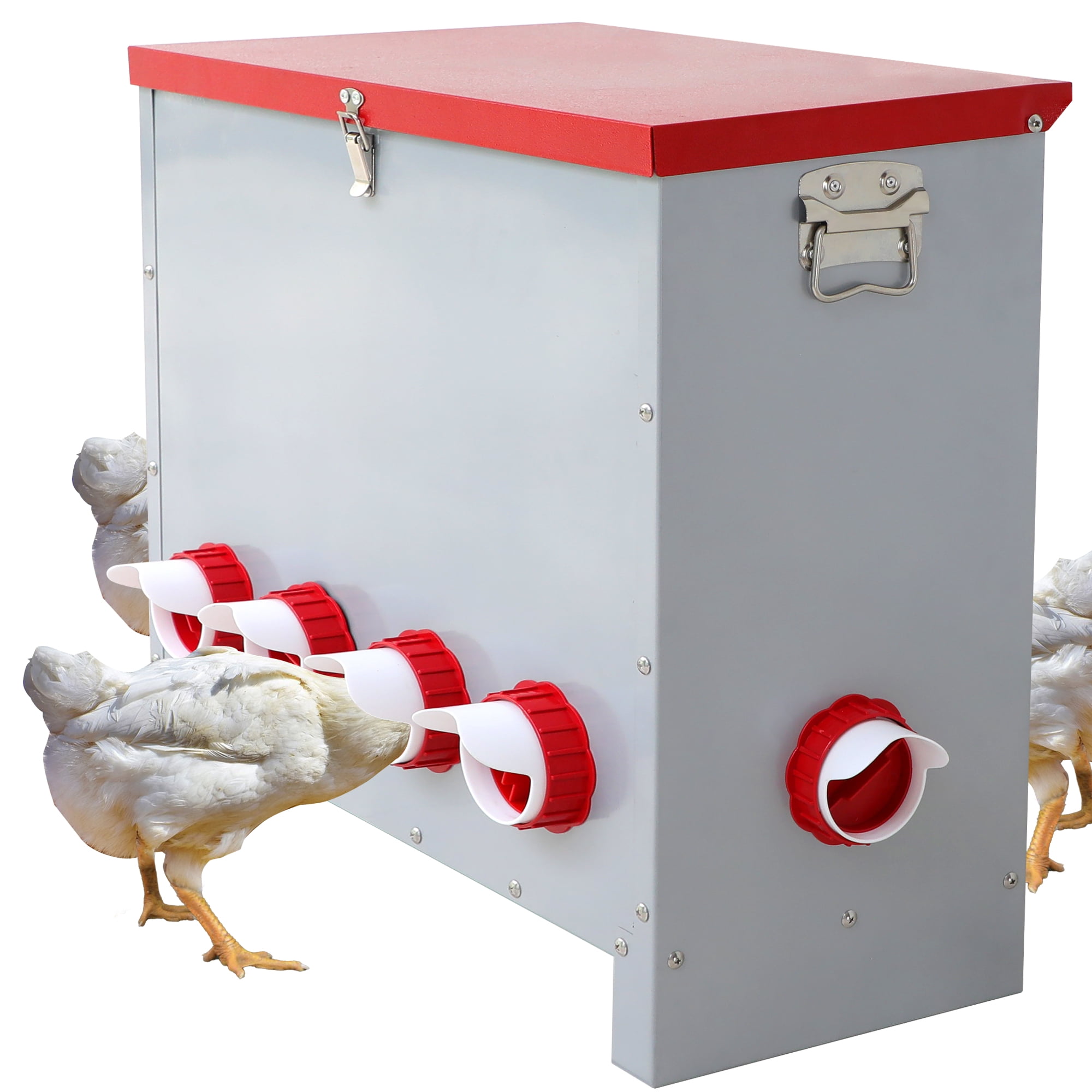 85LB Automatic Chicken Feeder with 10 Feeding Ports, Metal Poultry ...