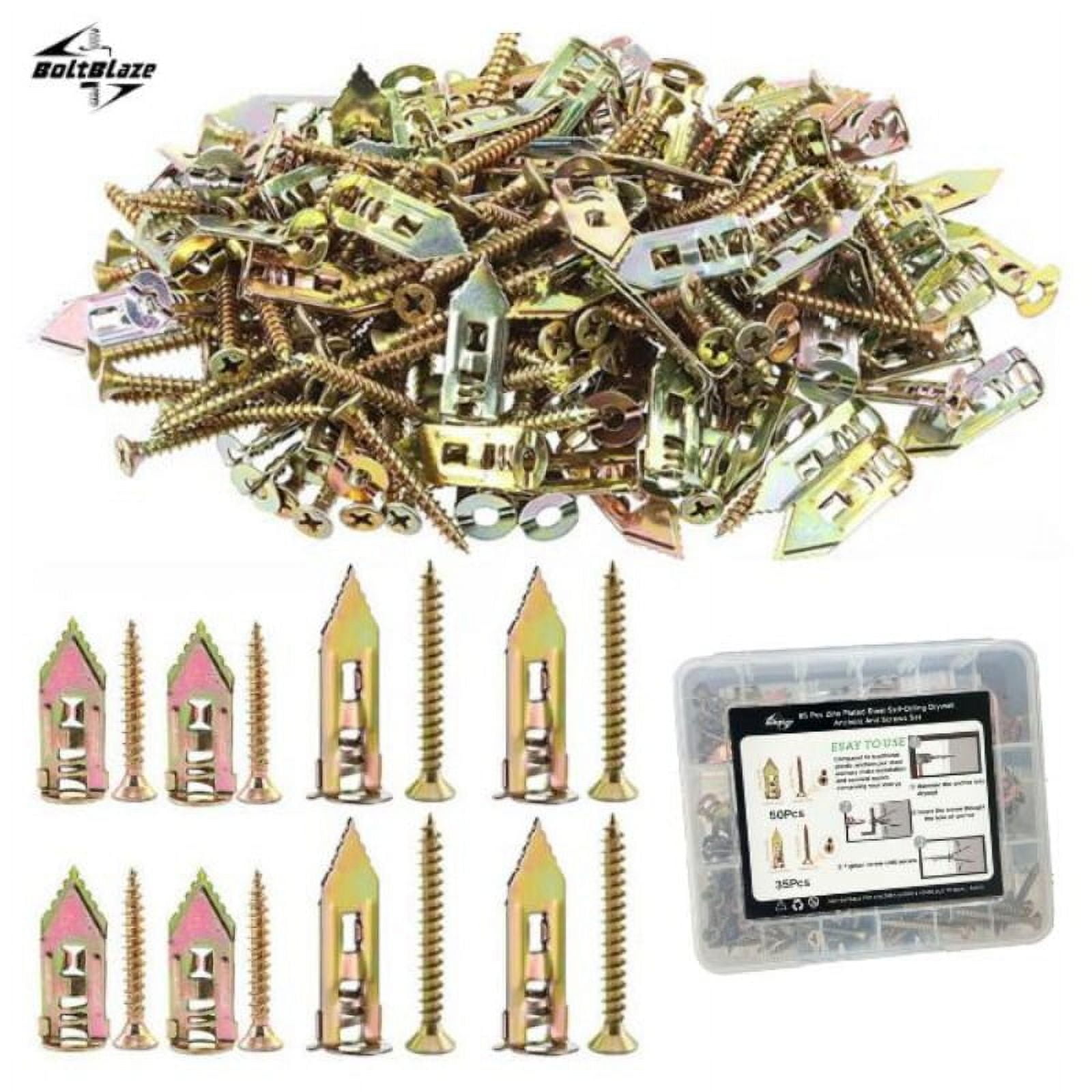 85Pcs/Box Drywall Self-Drilling Anchors with Screws Kit, 2 Sizes Heavy ...