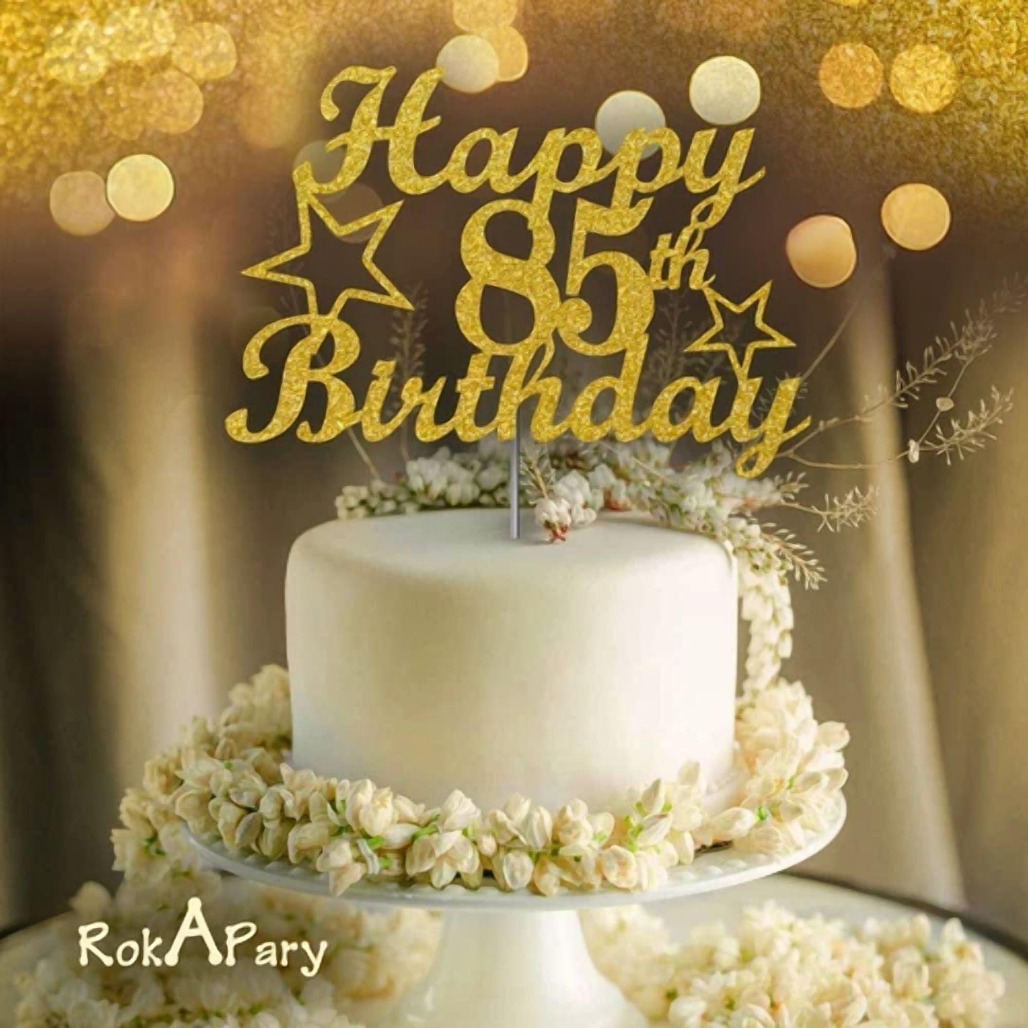 85Th Birthday Cake Topper Double Side Gold Glitter 85Th Party ...