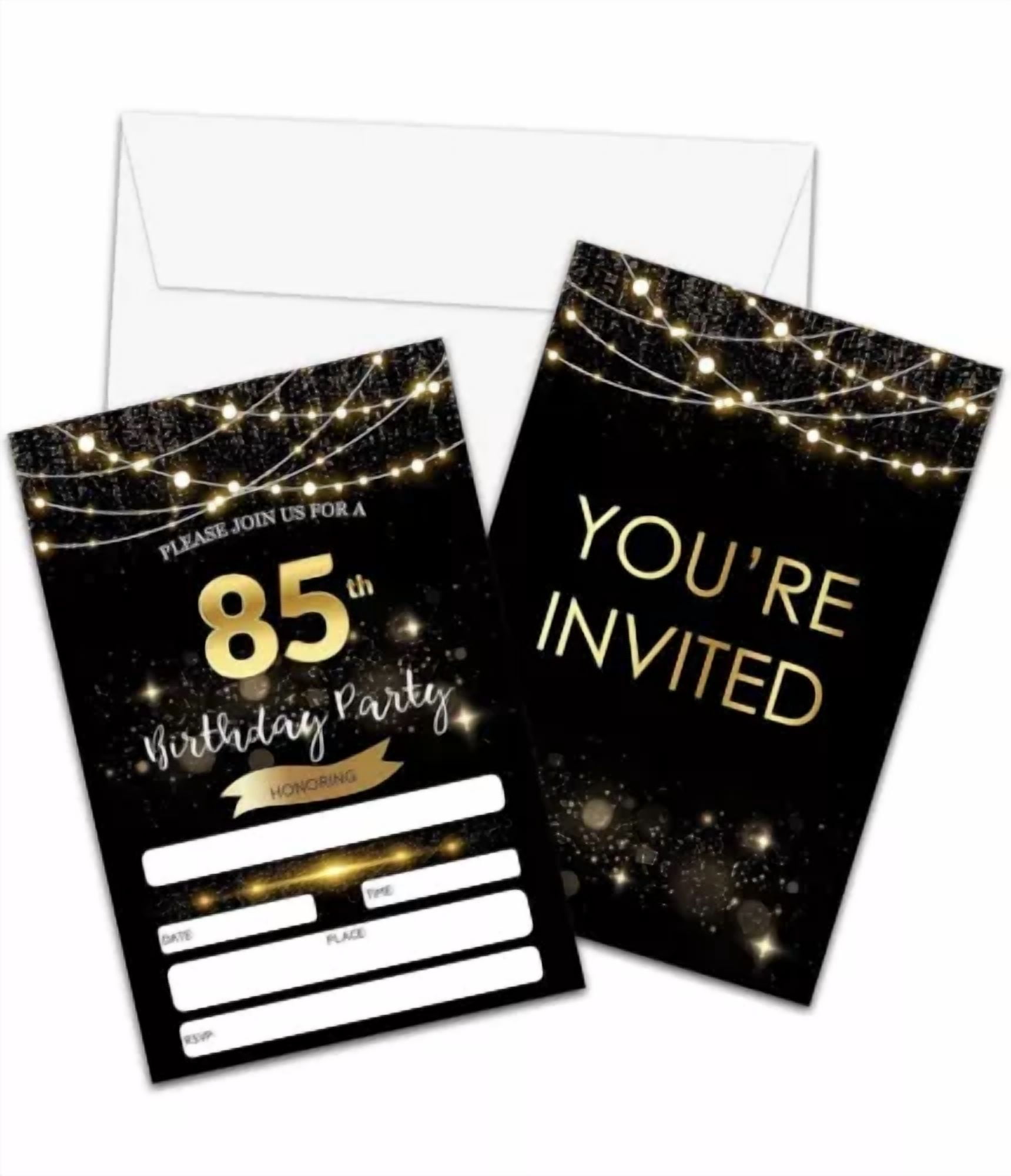 85Th Birthday Invitations With Envelopes - Adults Bday Party Supplies ...