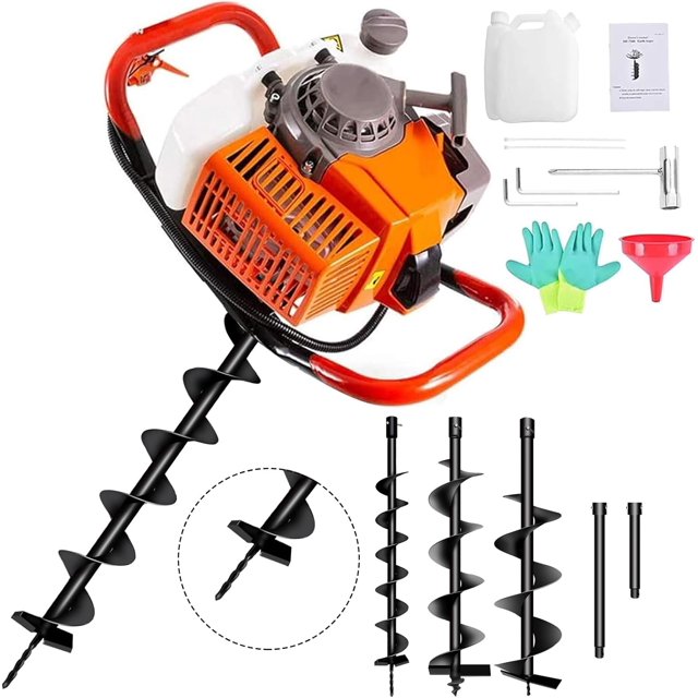 PRIJESSE 85cc Post Hole Digger 2-Stroke Petrol Gas Powered Earth Digger ...