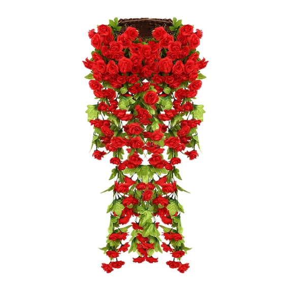 85cm Artificial Rose Hanging Baskets - Simulated Flower Wall, Rattan ...