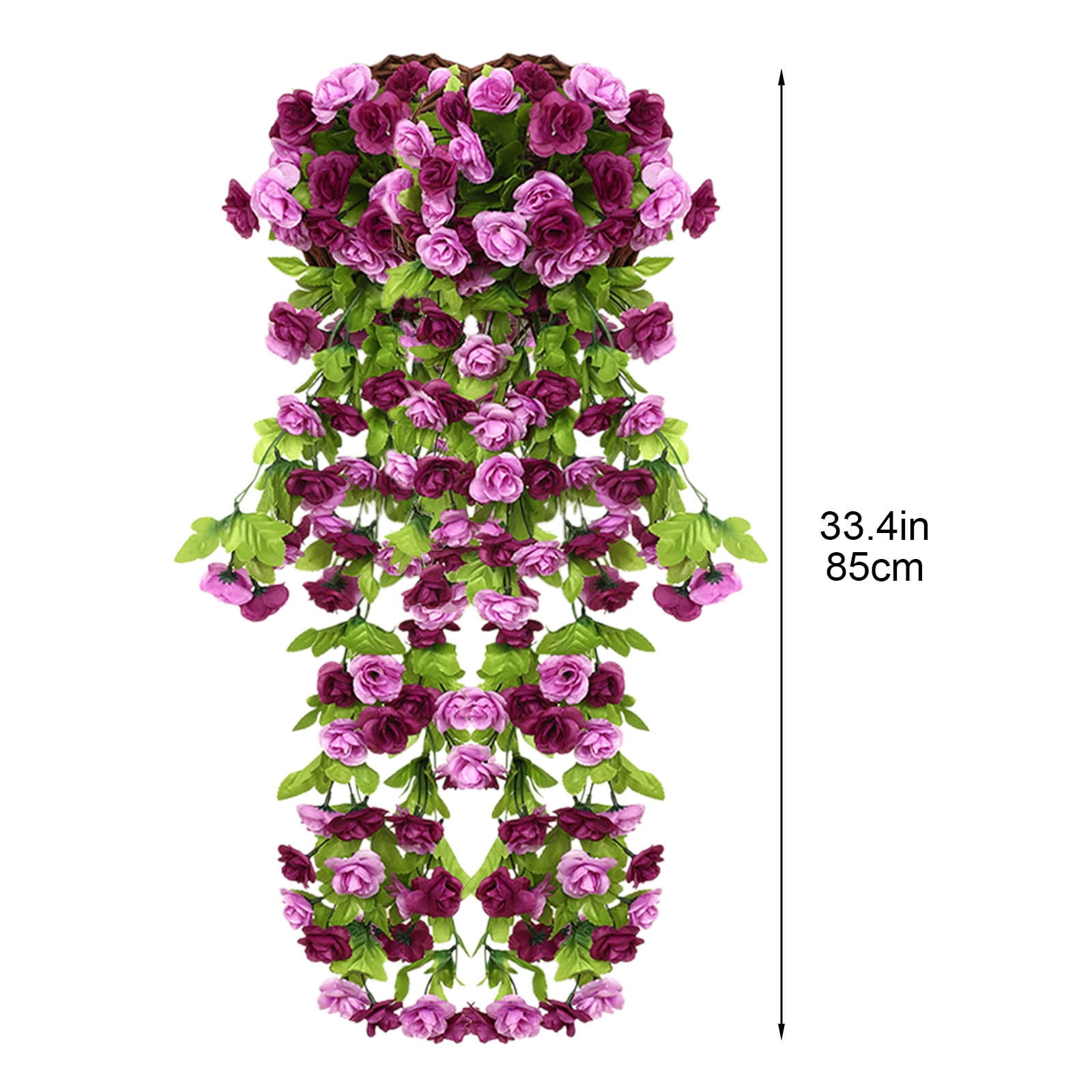 85cm Hanging Violet Baskets Artificial Flower Garland Faux Rattan Vine ...