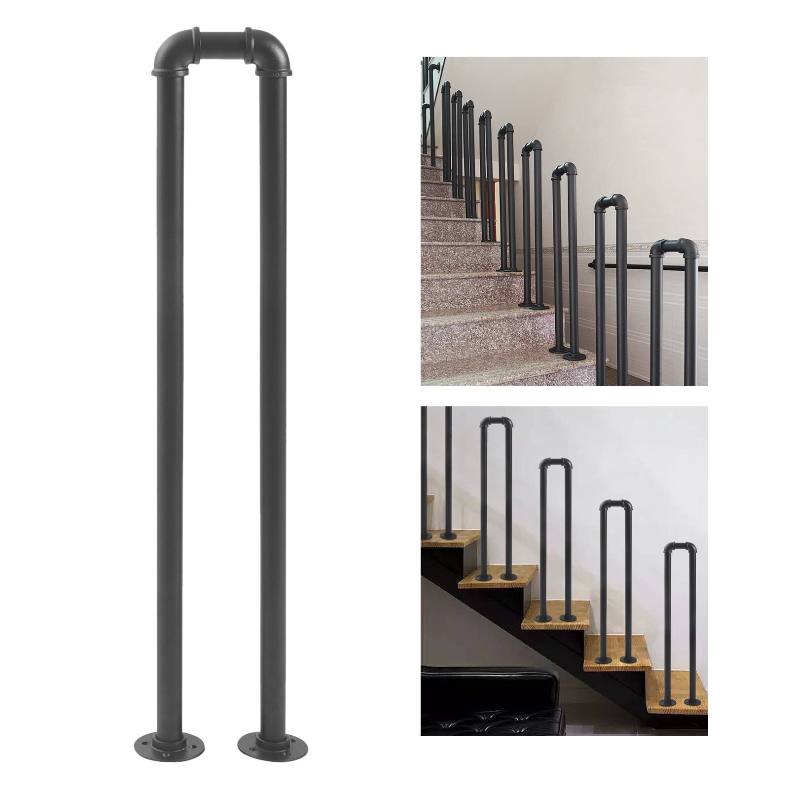 85cm Retro Matte Black Stair Handrail Safety Hand Rail Non-Slip U ...
