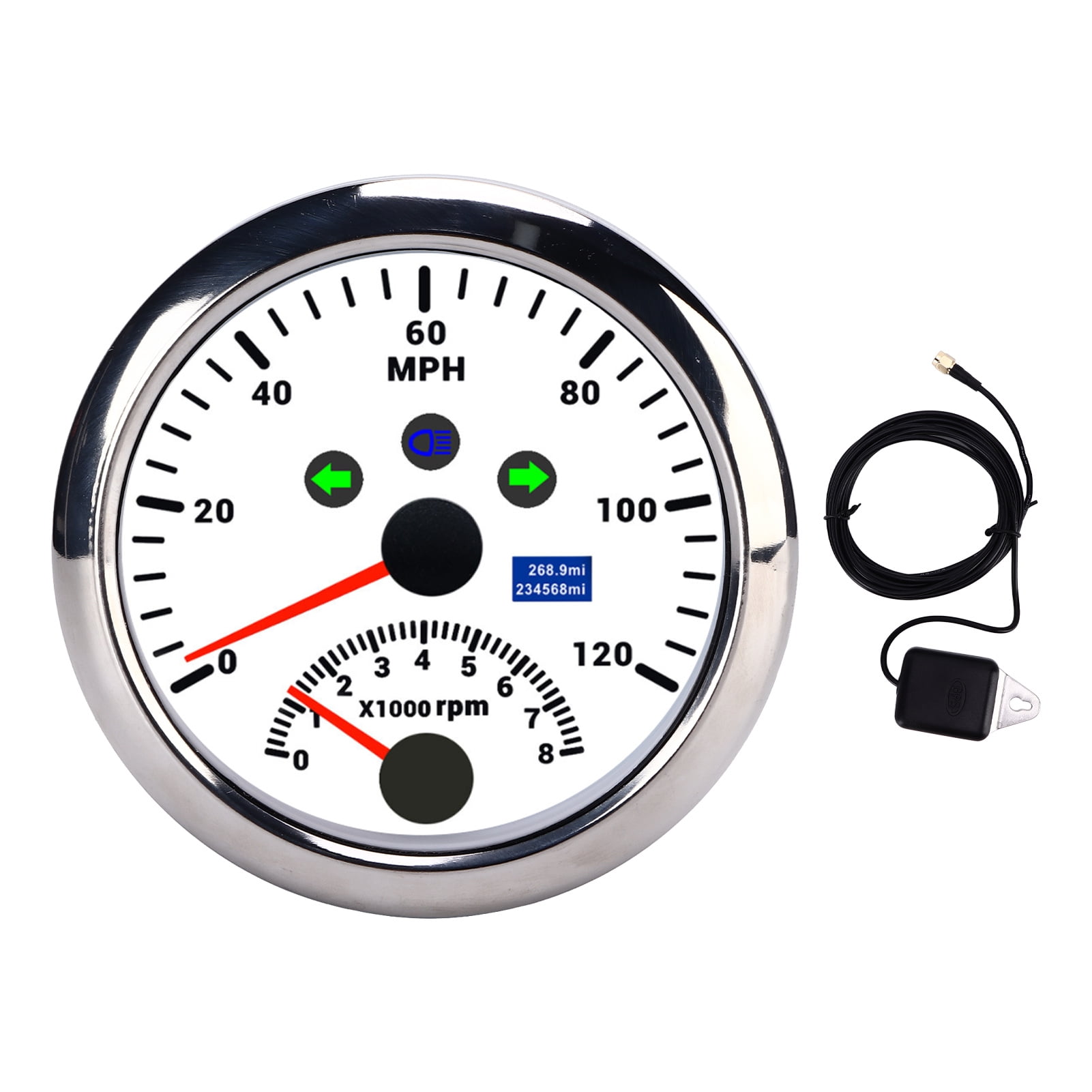 85mm 0?120MPH GPS Speedometer Gauge with Tachometer 8000 RPM Overspeed ...