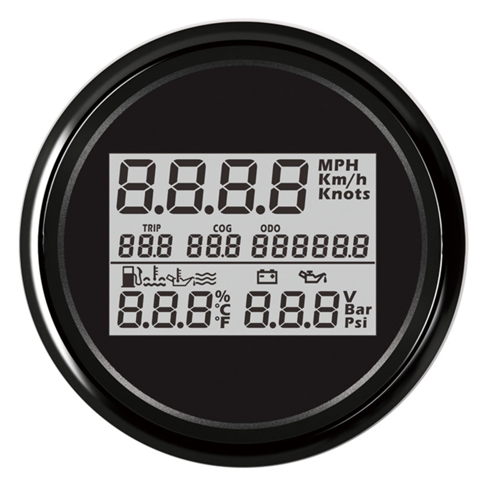 85mm 3in1 Multi-Function Guage Speedometer GPS With Water Temp. Oil ...