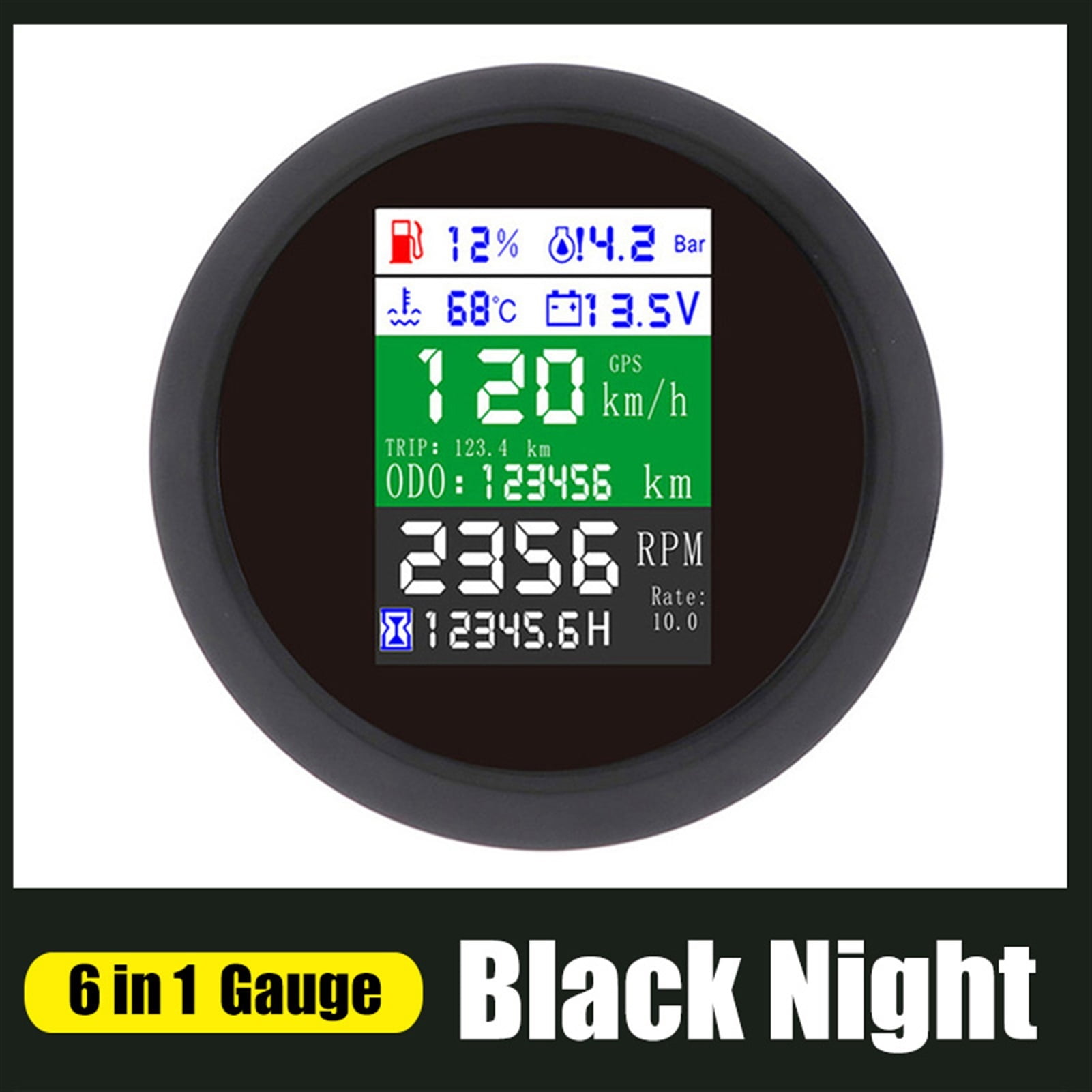 85mm 6 in 1 Multi-functional Digital Gauge GPS Fuel Level Water Temp Oil Pressure 0~10Bar With ...