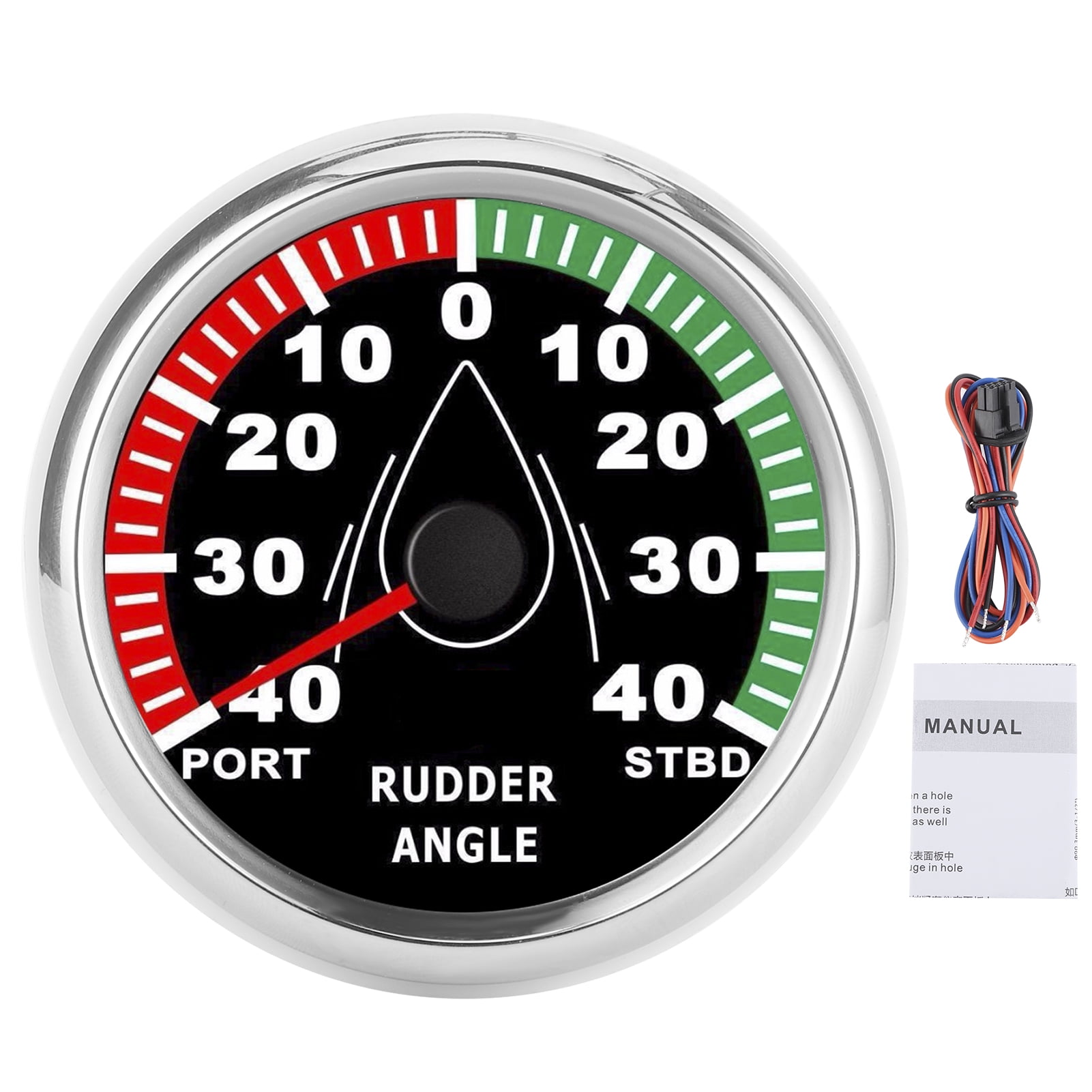 85mm Boat Rudder Angle Meter IP67 Waterproof MultiColor Backlit 932V ...