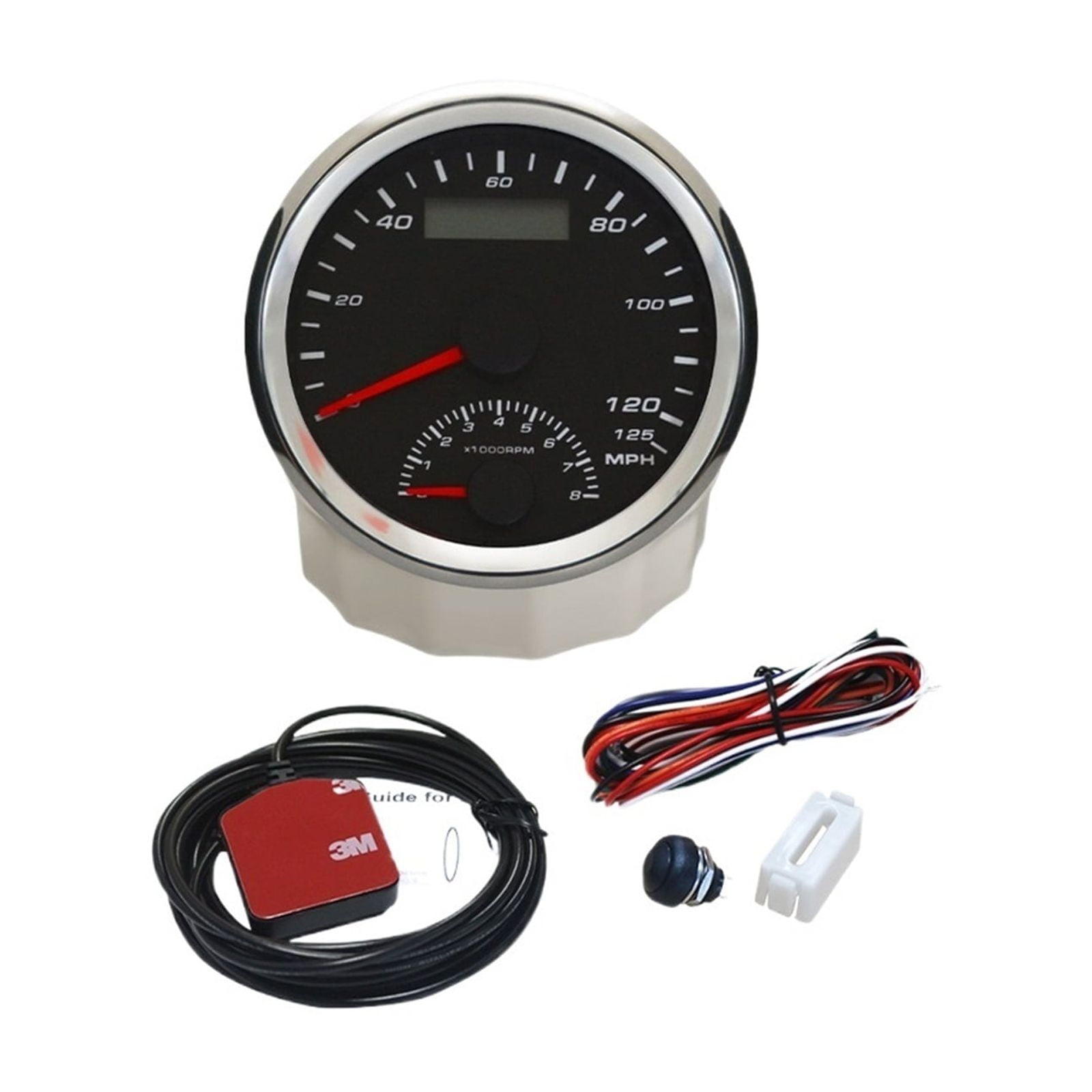 85mm GPS Speedometer 0-125 MPH 0-200 MPH Tachometer Left Right ...