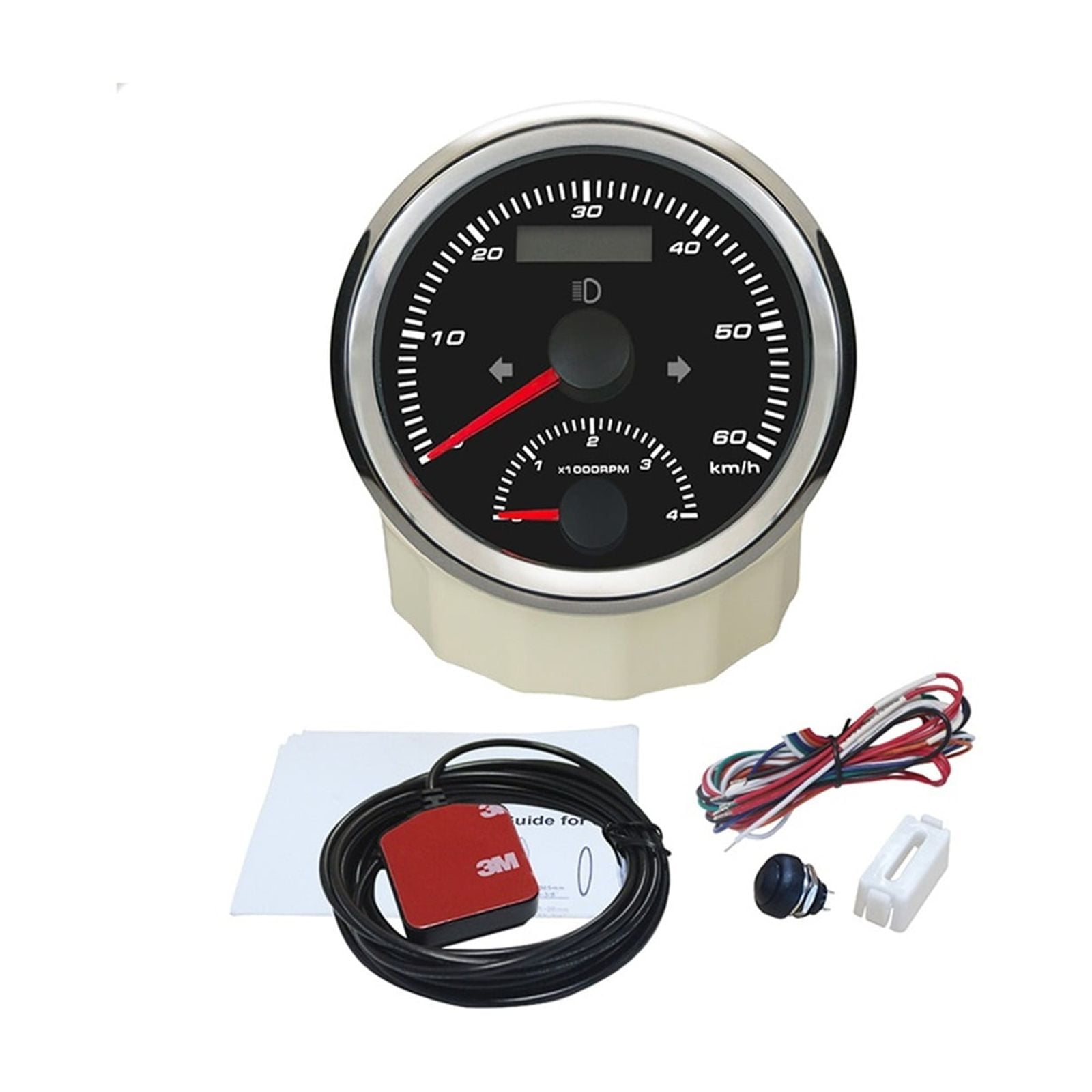 85mm GPS Speedometer 0-125 MPH 0-200 MPH Tachometer Left Right ...