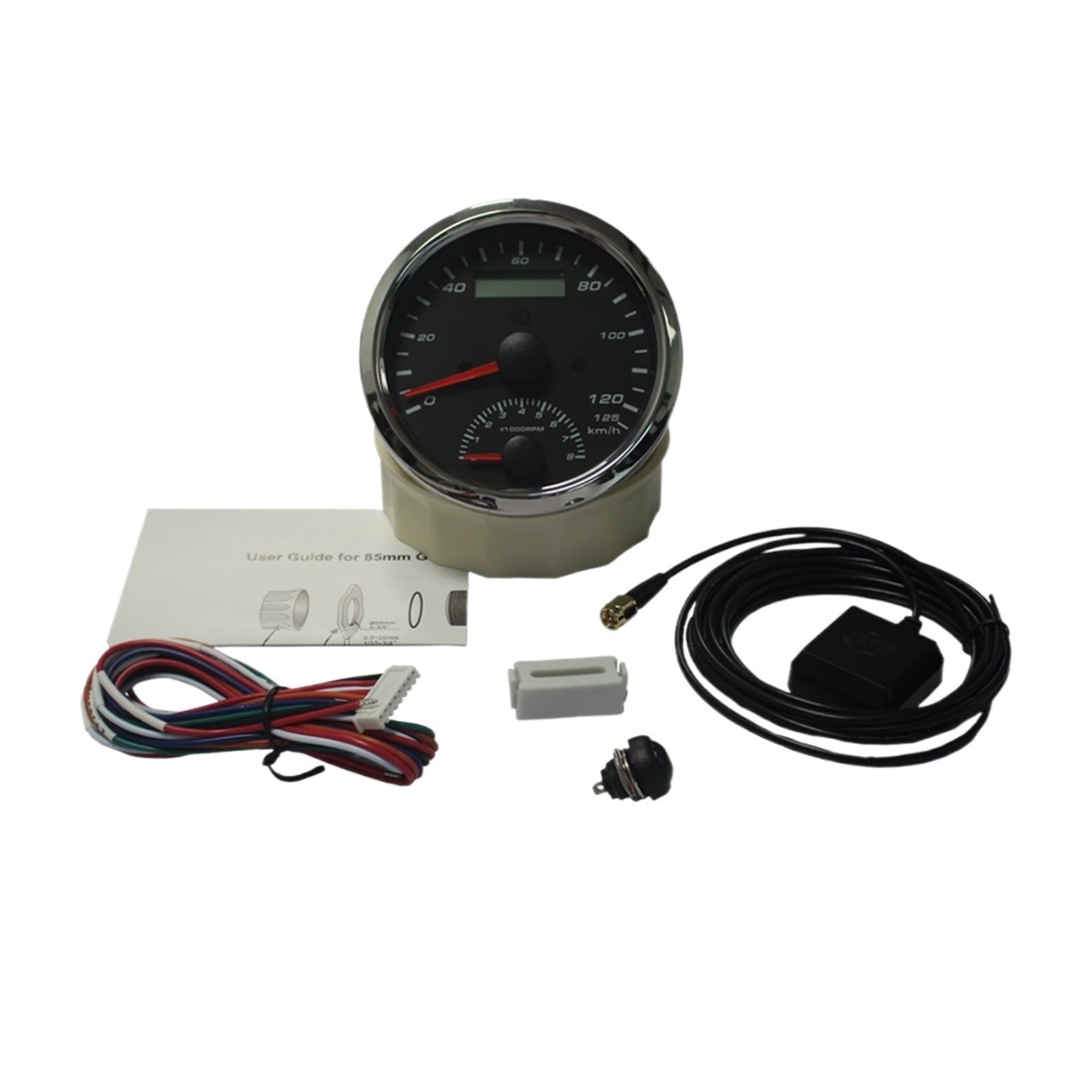 85mm GPS Speedometer 0-125 MPH 0-200 MPH Tachometer Left Right ...