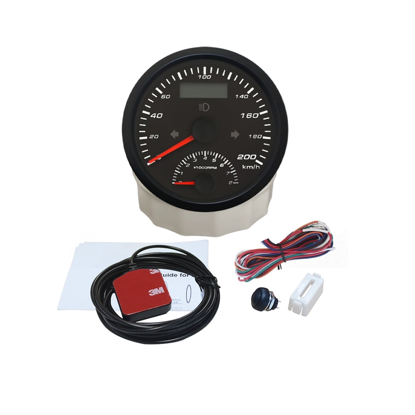 85mm GPS Speedometer 0-125 MPH 0-200 MPH Tachometer Left Right ...