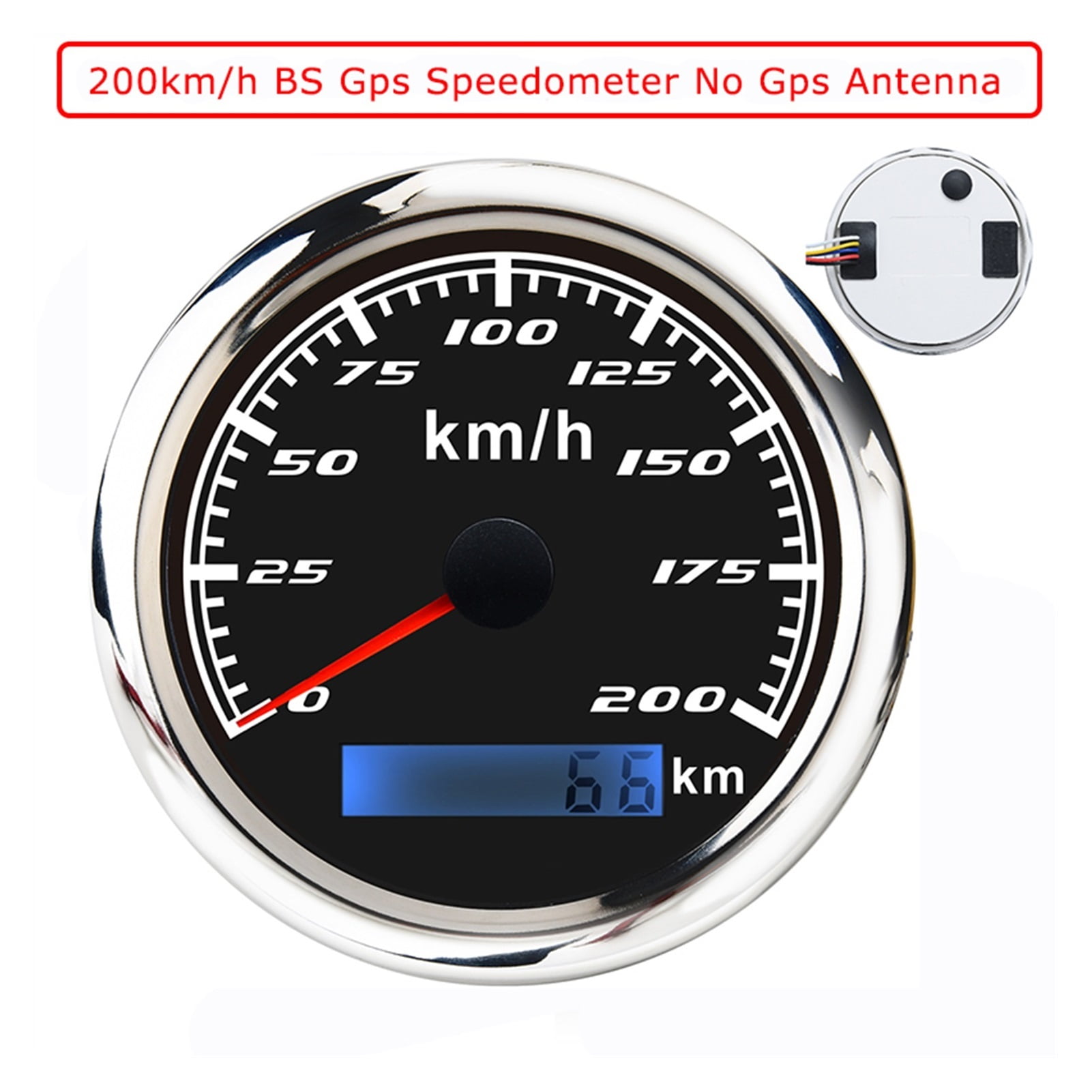 85mm GPS Speedometer Red Backlight Digital Speed Gauge With GPS Antenna 30 60 120 200 KMH ...