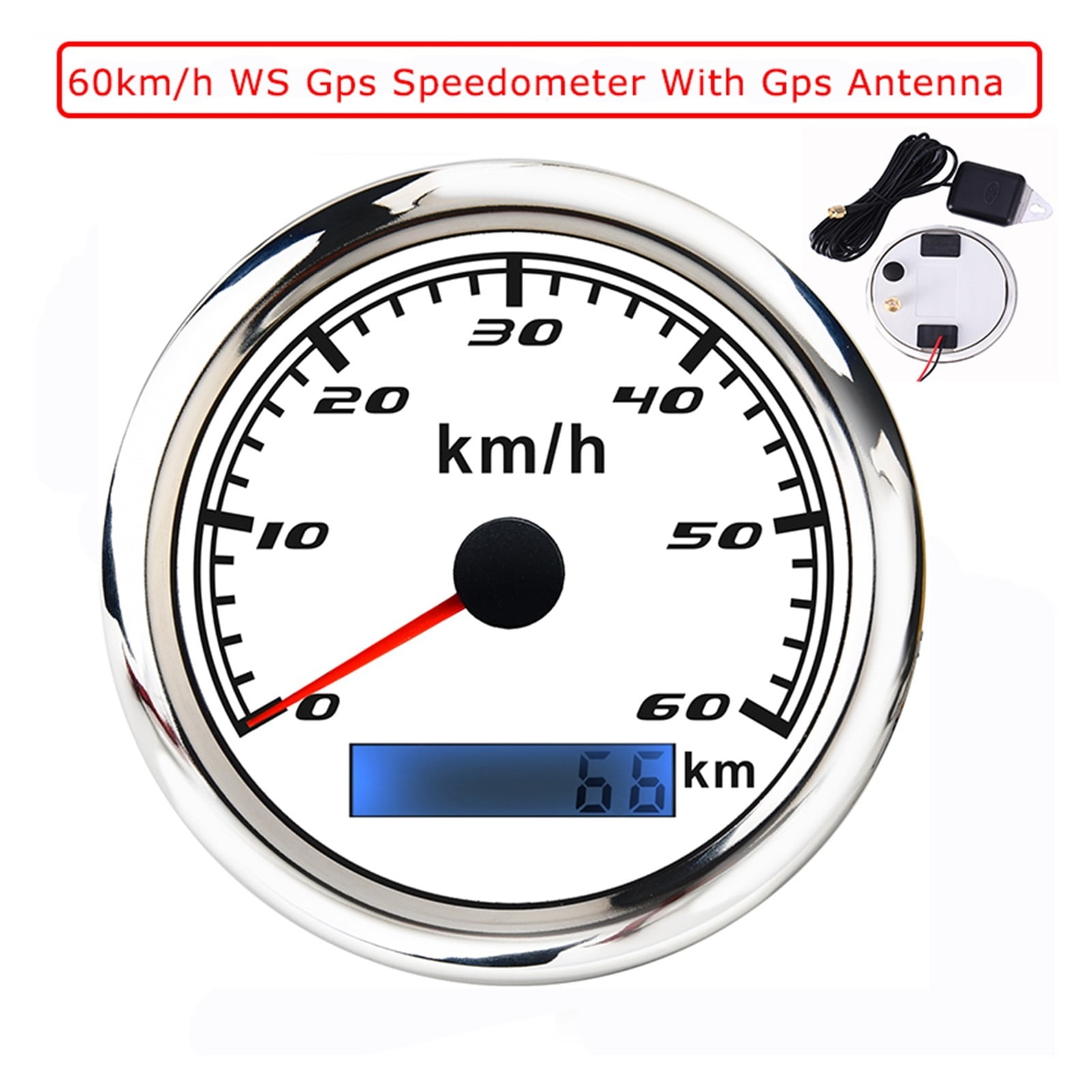 85mm GPS Speedometer Red Backlight Digital Speed Gauge With GPS Antenna ...