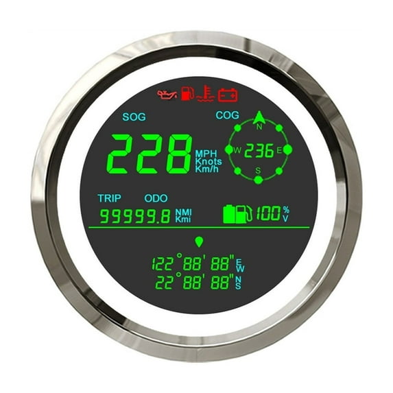 85mm LCD GPS Speedometer 0-299km/h MPH Knots Odometer Compass With Fuel ...