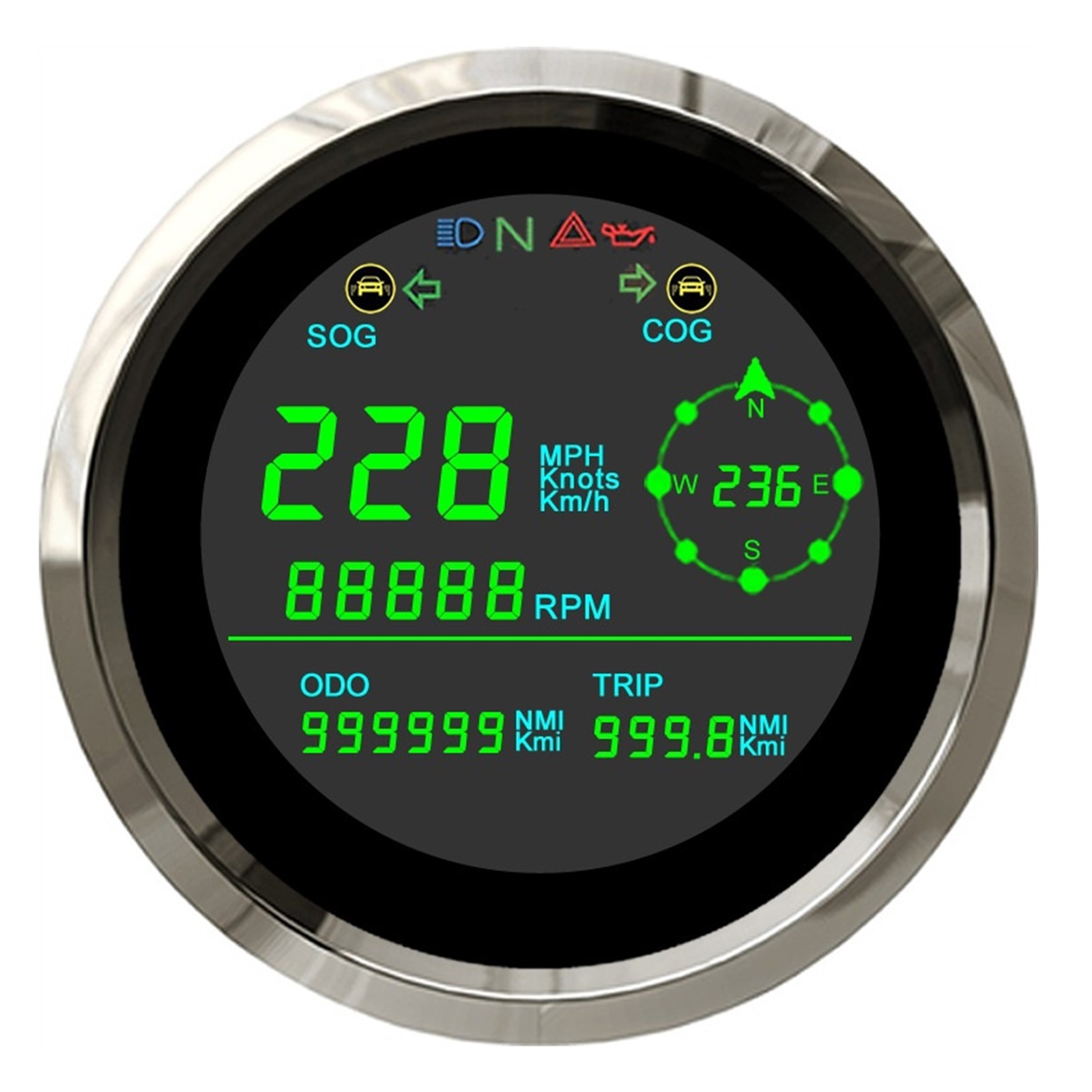 85mm LCD GPS Speedometer For Motorcycle With Tachometer Total Milea ...