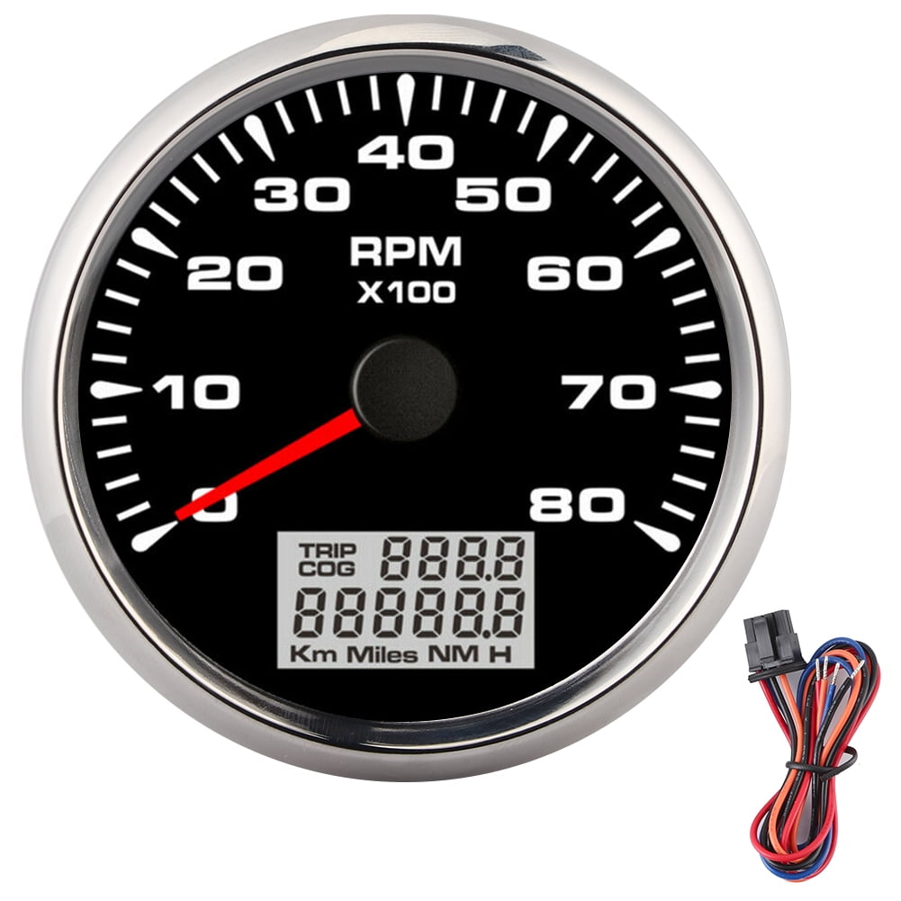 85mm Marine Pointer Tachometer 8000 RPM 8 Color Backlight Hourmeter ...