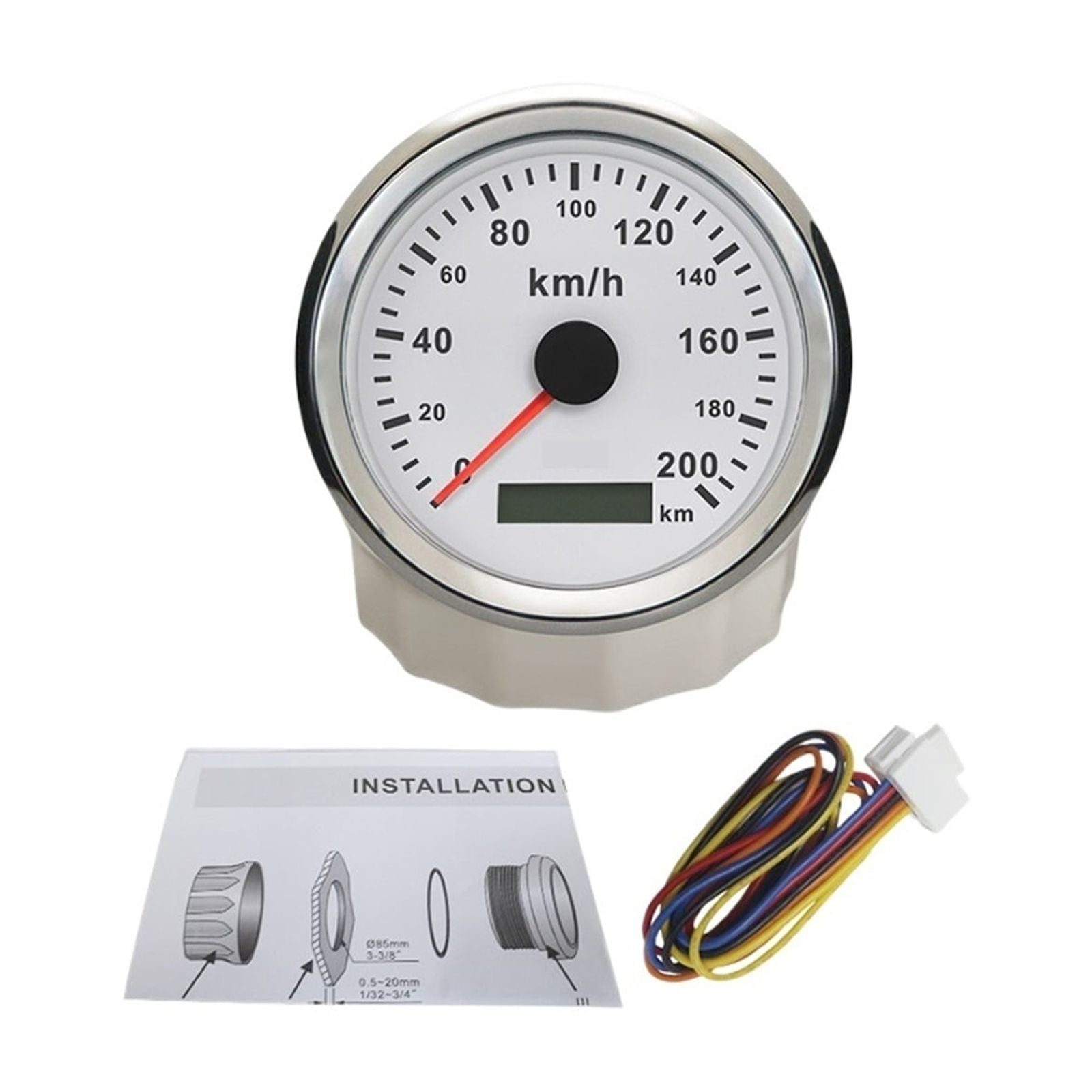 85mm Universal Pulse Speedometer 200 Km/h Speed Gauge With Red And ...