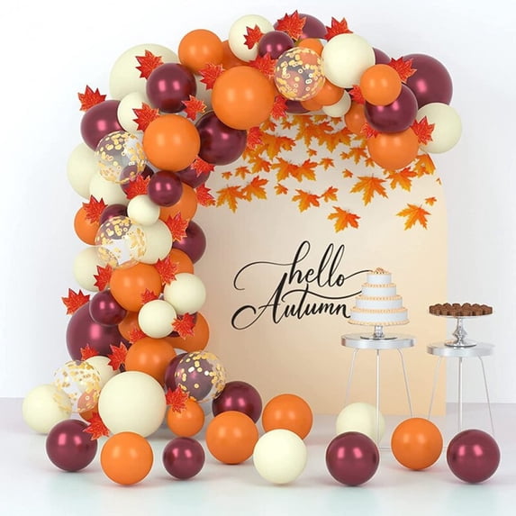 85pcs/set Autumn Theme Party Balloons Garland Arch Kit Orange Sequined ...