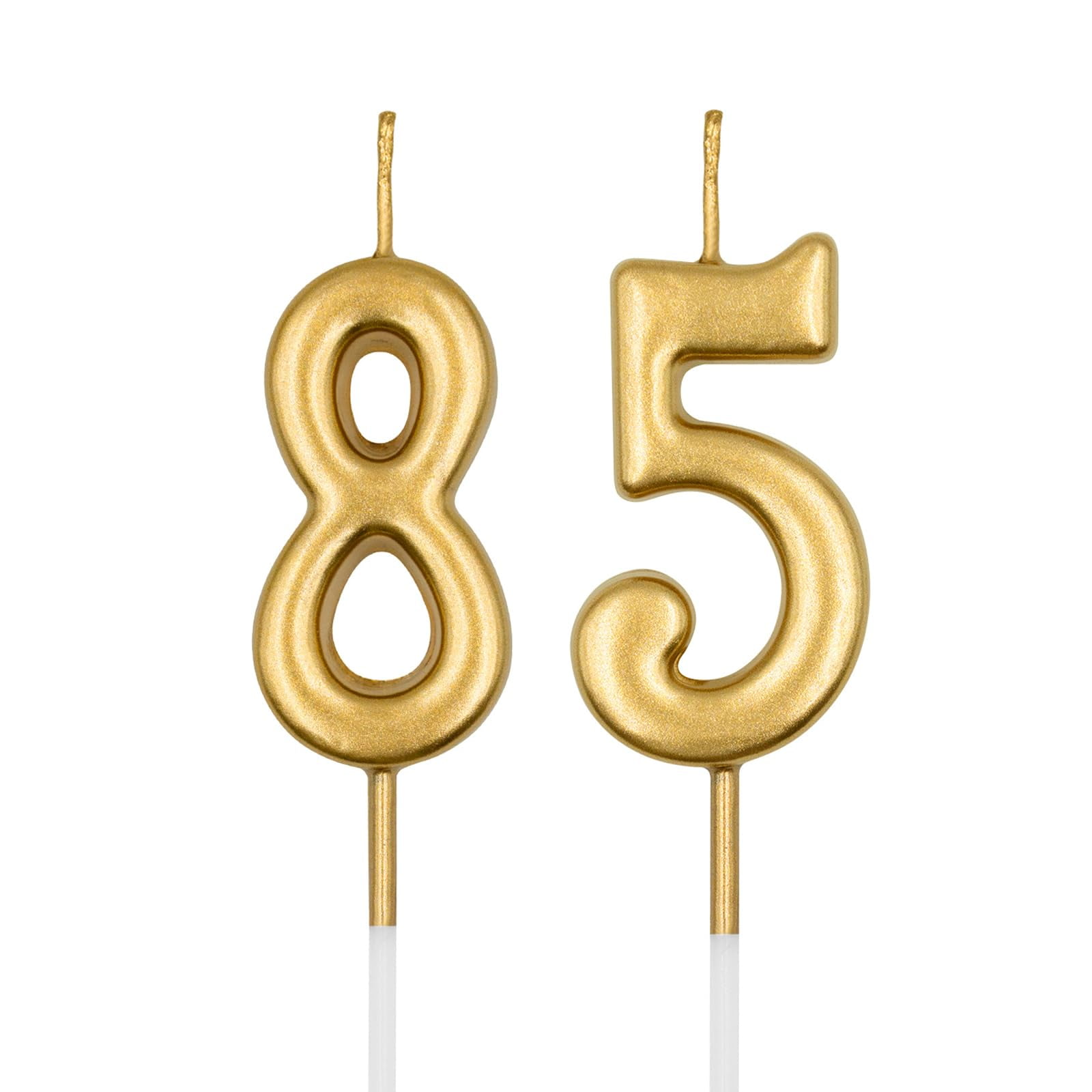 85th & 58th Birthday Candles, Champagne Gold Number 85 58 Candle for ...