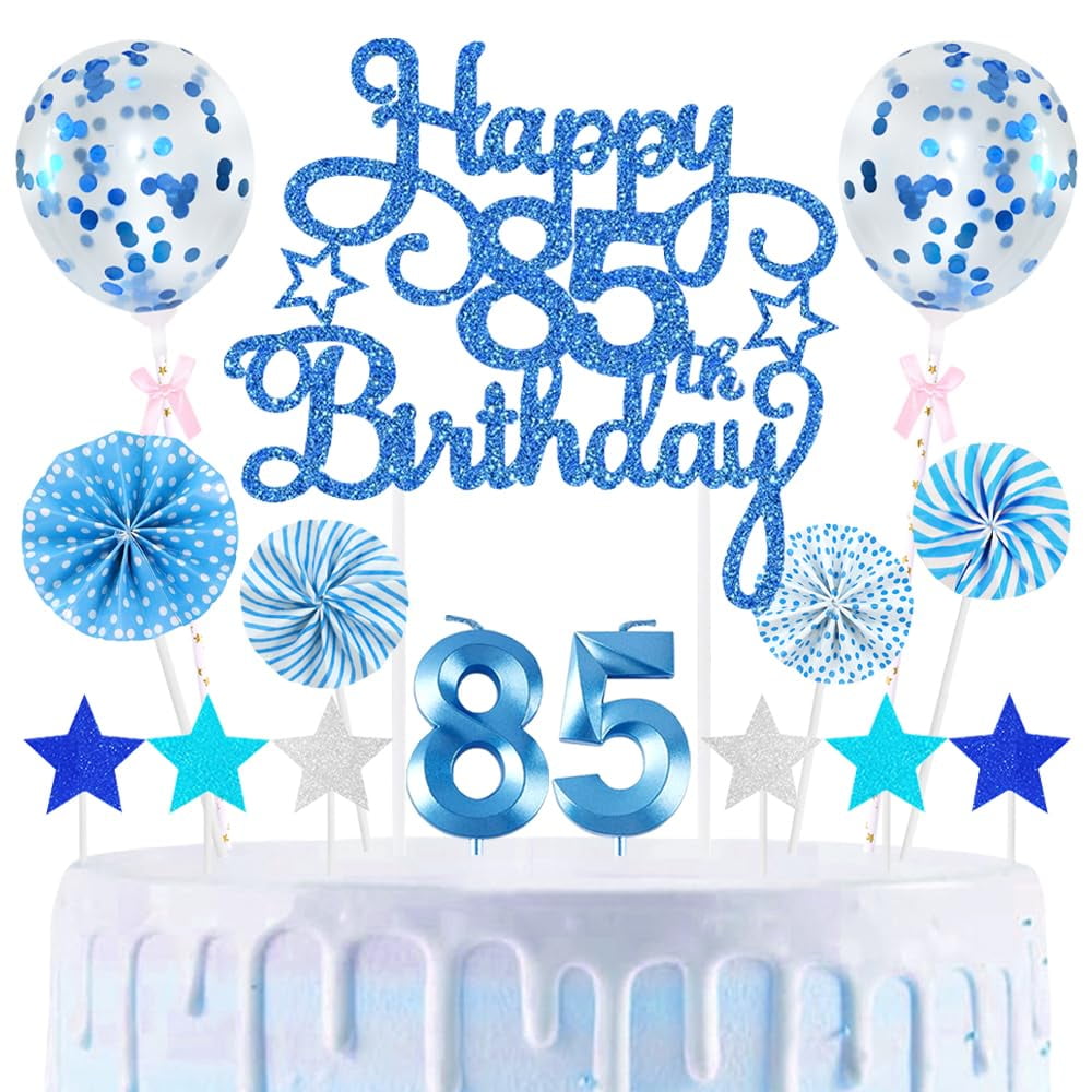 85th Birthday Cake Decorations Happy Birthday Cake H2FSDToppers Number Candles Birthday Cake ...