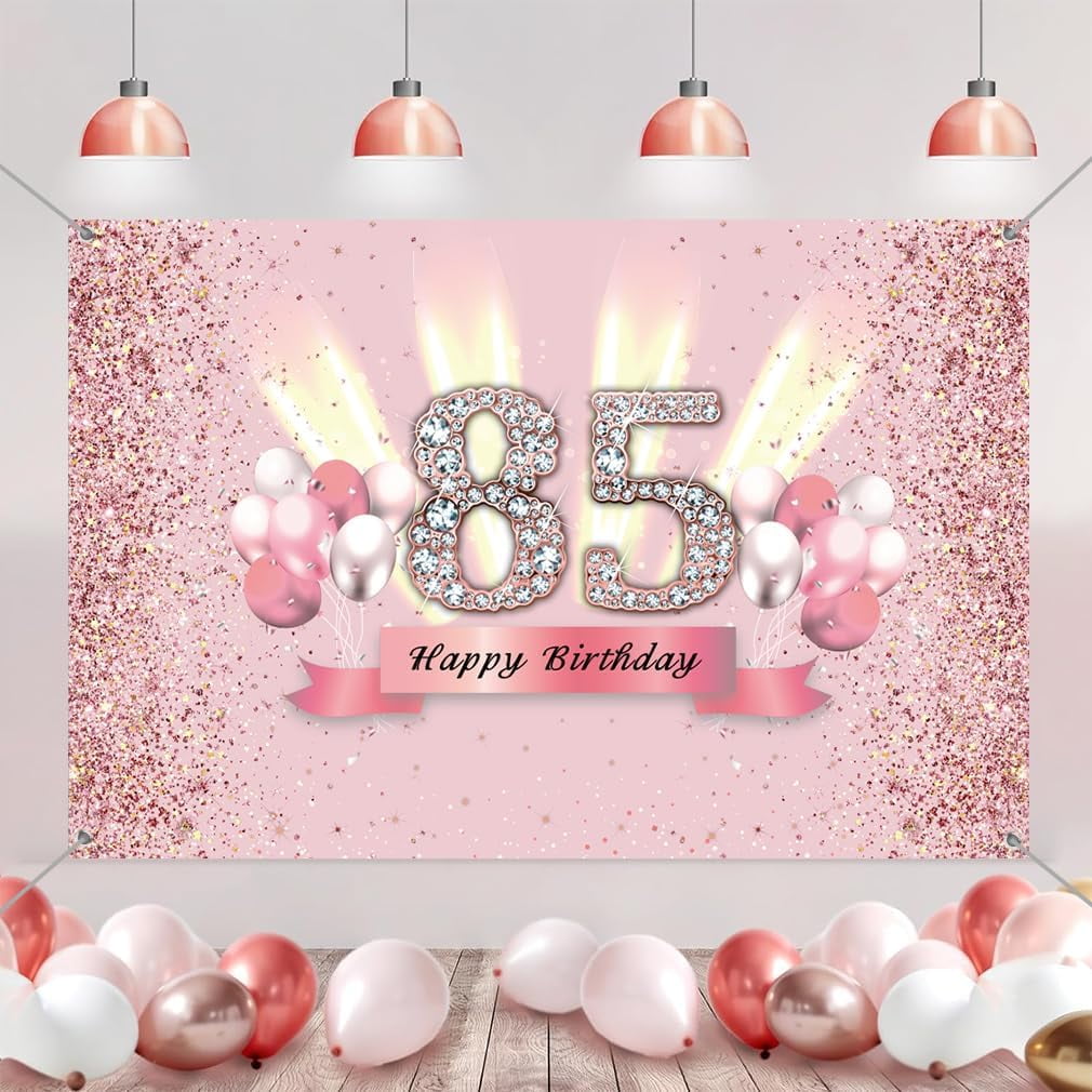 85th Birthday Decorations for Women Happy 85th Birthday Backdrop Banner ...