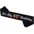 85th Birthday Sash, Black Satin with Gold Glitter Number for Senior ...