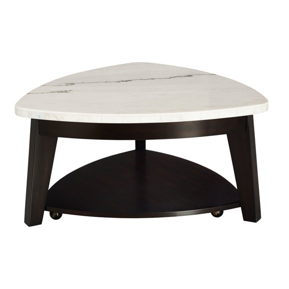 Miekor Furniture Genuine Marble Top Cocktail Table Dark Cherry Finish ...