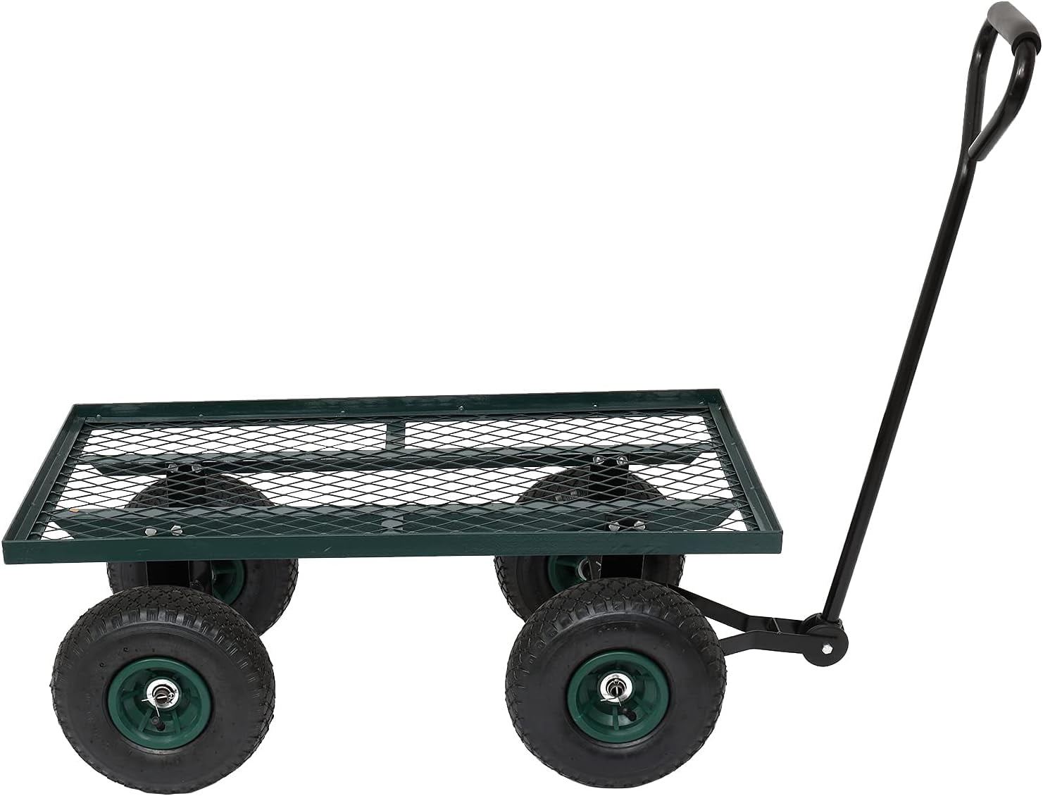 86 * 46 * 97cm Garden Iron Wood Four Wheel Square Garden Wagon Green ...