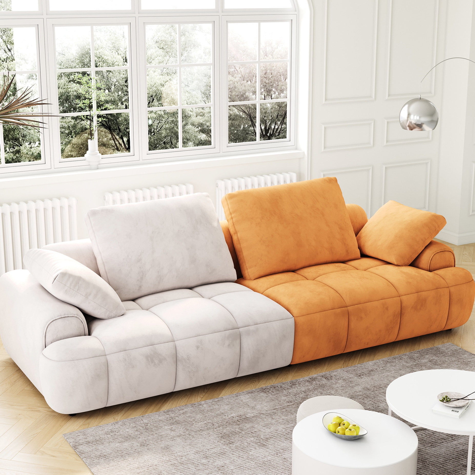 86.6" Eucalyptus Sofa for 3 / Comfortable Sitting Height / Main Living ...