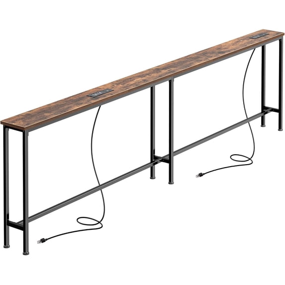 86.6 Inch Sofa Table with 2 Power Outlets and -C Ports, 5.9 Inch Narrow ...