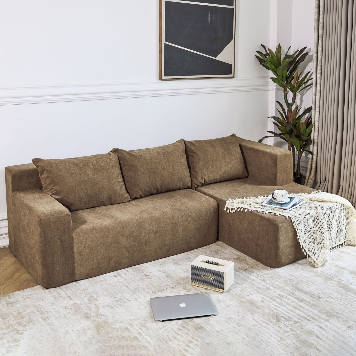 86.6” Modular Sectional Sofa, Sponge Sectional Sofa Couch for Living ...