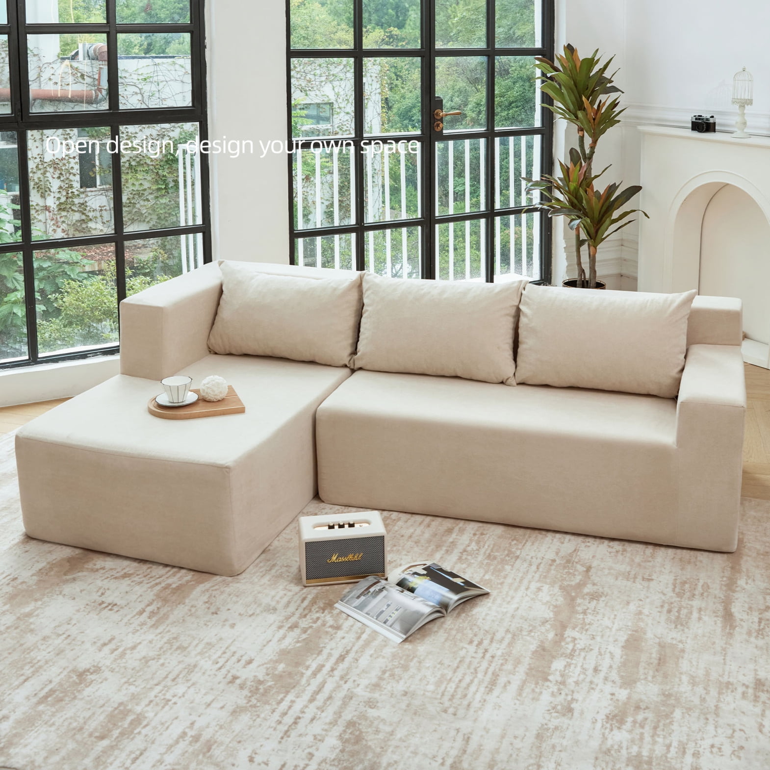 86.6” Modular Sectional Sofa, Sponge Sectional Sofa Couch for Living ...