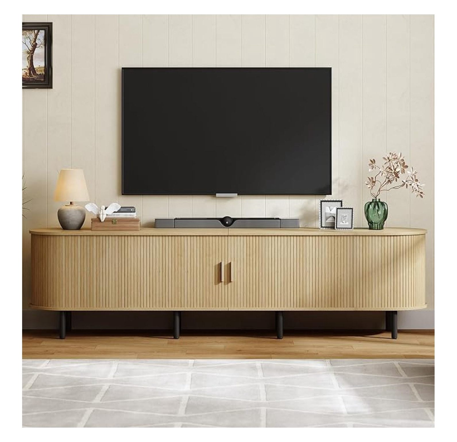 86.6" TV Stand with Power Outlet for TVs up to 90 Inch, Entertainment ...