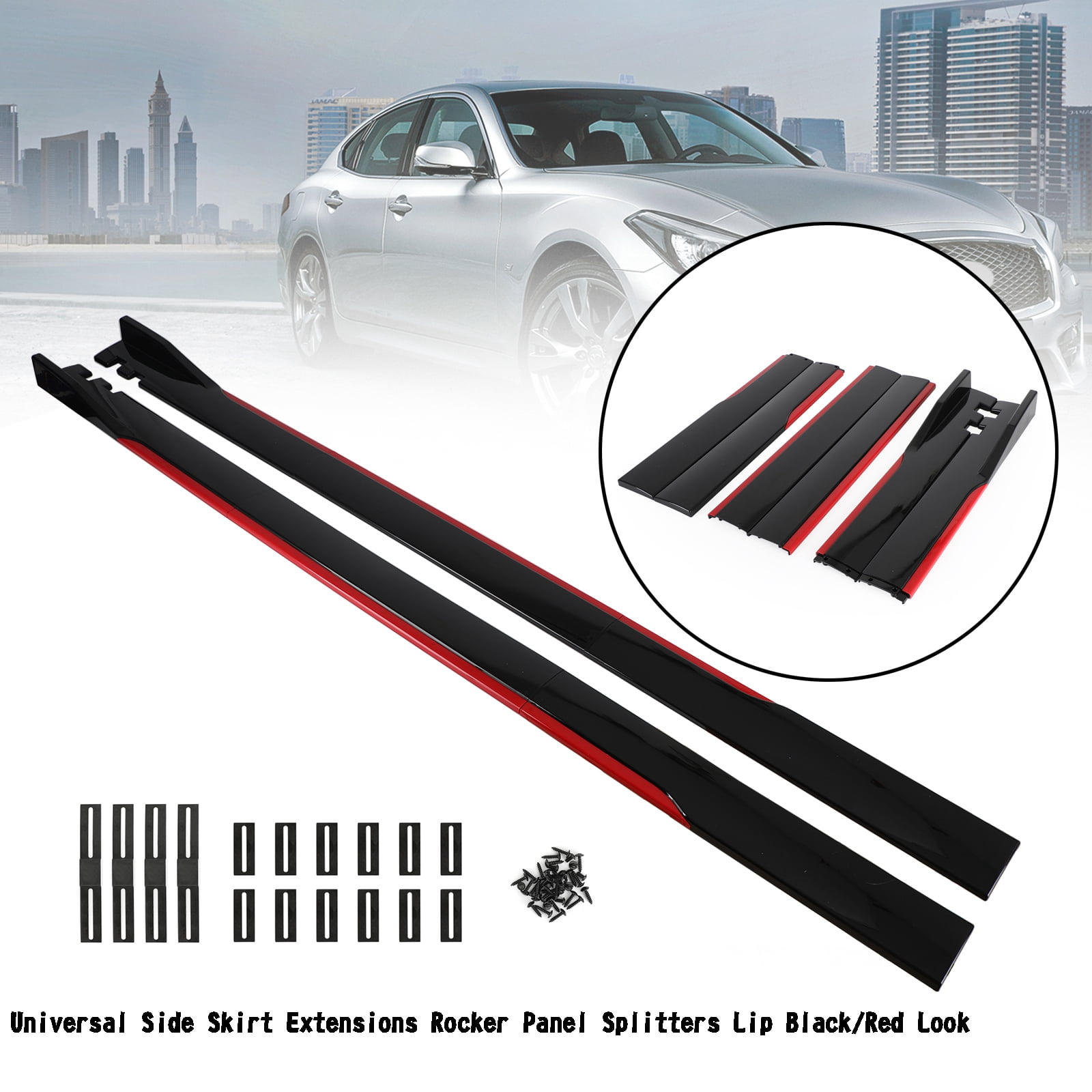 86.6" Universal Side Skirt Extensions Rocker Panel Splitters Lip ...
