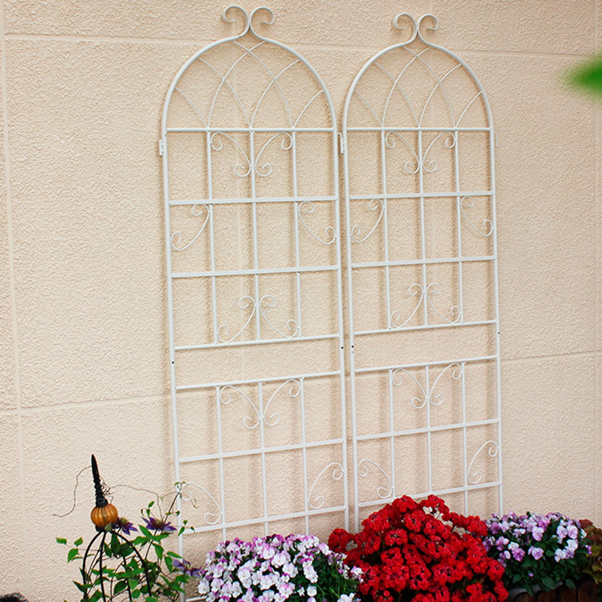 86.7"H White Outdoor Metal Garden Trellis Screen for Climbing Plants,4 ...