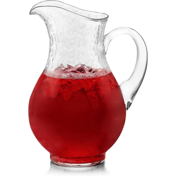 86.9 oz Glass Pitcher Yucatan Style Clear Beverage Server with Handle ...